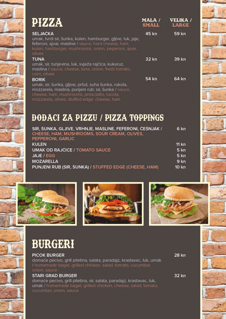 Jelovnik – Restoran Stari grad Đurđevac